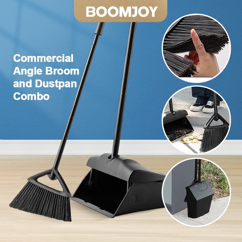 BOOMJOY Eyliden Commercial Angle Broom And Dustpan With Long Handle ...