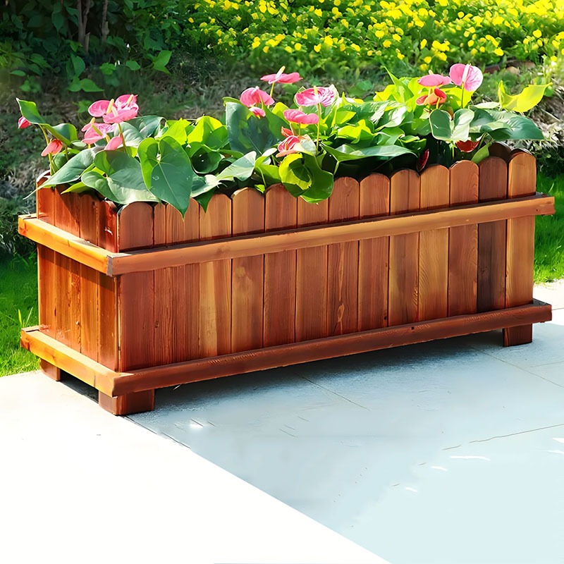 Wooden flower box Outdoor planting box Solid wood balcony vegetable box ...