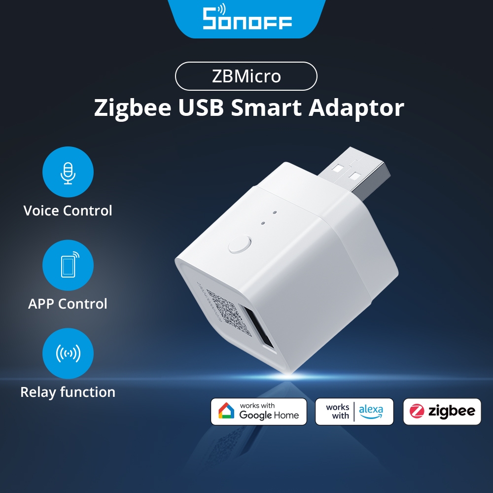 SONOFF ZBMicro Zigbee 3.0 Micro USB Smart Adaptor Supports Fast Charging Adapter Relay function ...