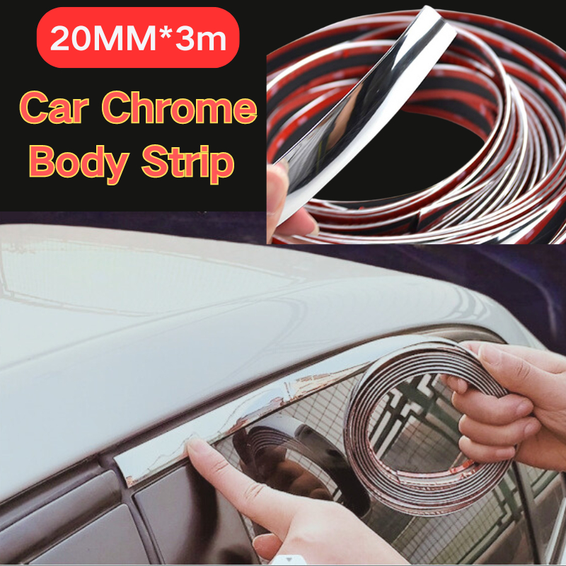20mm*3M Car Chrome Strip Auto Styling Decoration Moulding Trim Silver ...