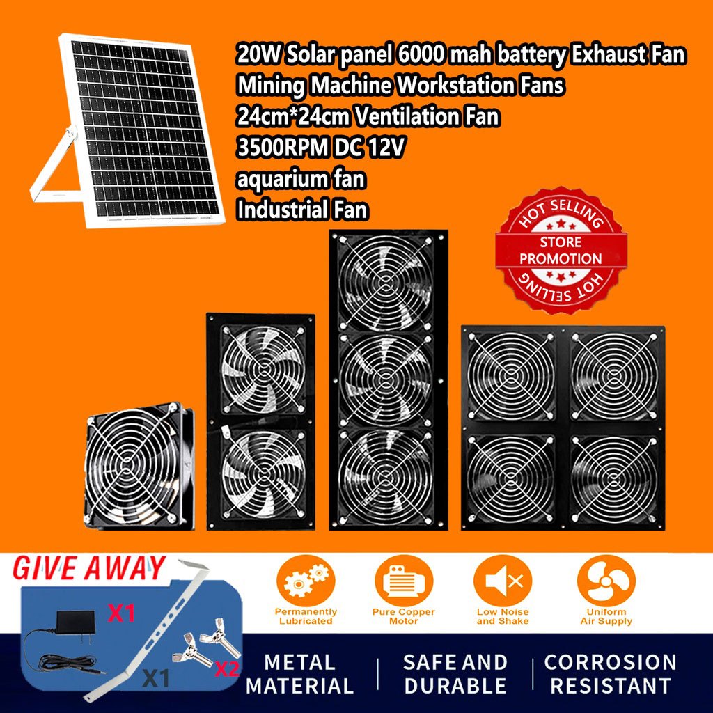 Ventilation Fan 20W Solar panel automatic 3500RPM Exhaust Fan Ultrathin ...
