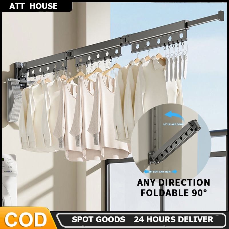 Aluminum Alloy Drying Rack Foldable Balcony Wall-Mounted Clothes Hanger ...