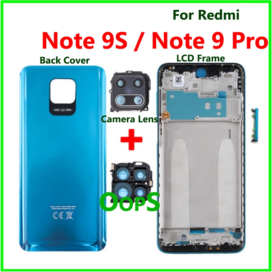 Back Battery Housing Frame For Redmi Note 9S / Note 9 Pro Back Door ...