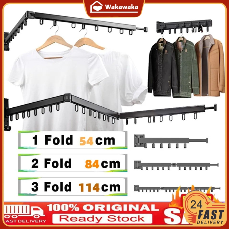 Stainless Steel Foldable Towel Hanger Extendable Balcony Clothes Hanger ...