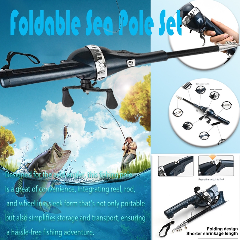 Foldable Sea Pole Set Portable Super Short Section Fishing Rod Portable ...