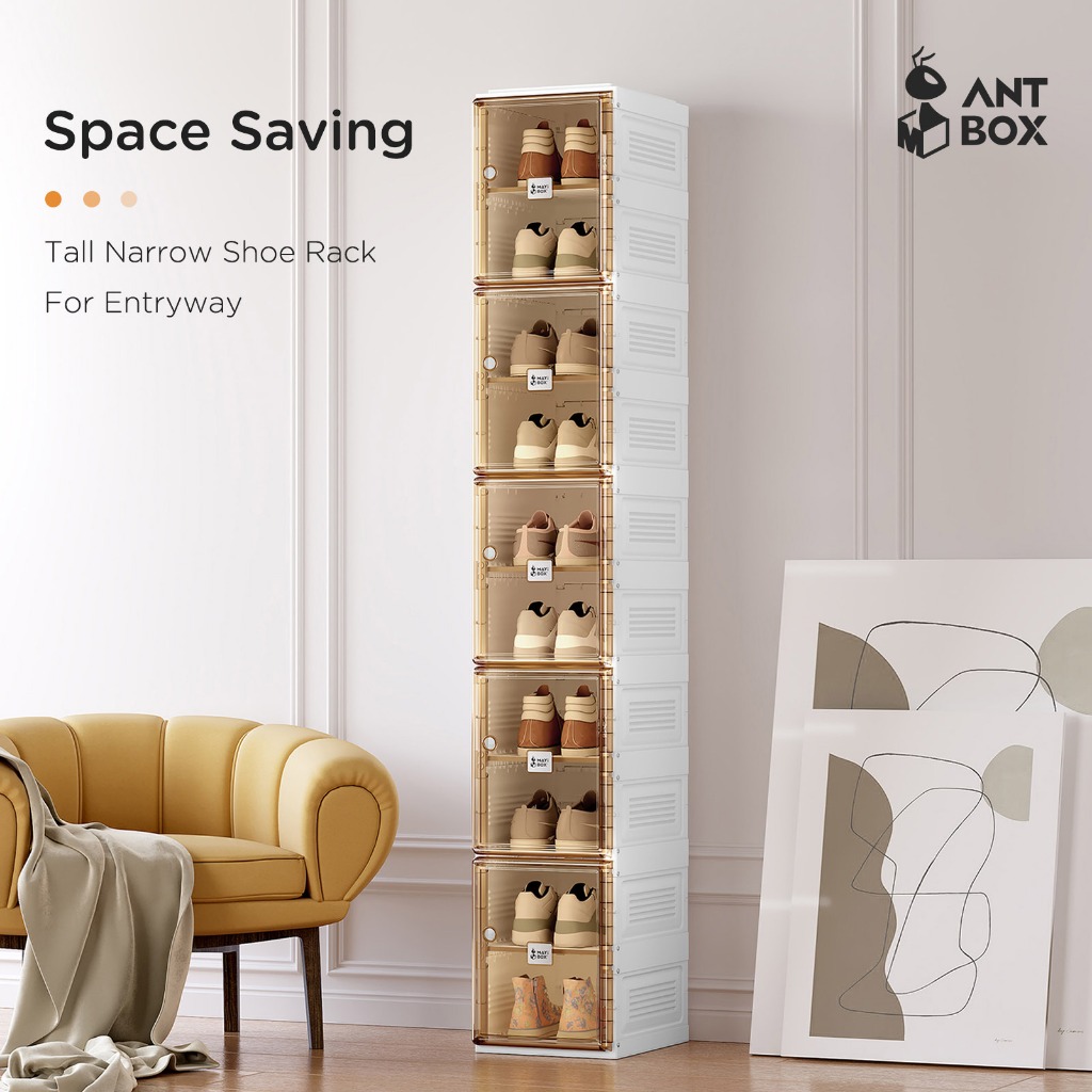 ANTBOX Shoebox 10 Pairs Installation Free Sturdy Shoe Organizer ...