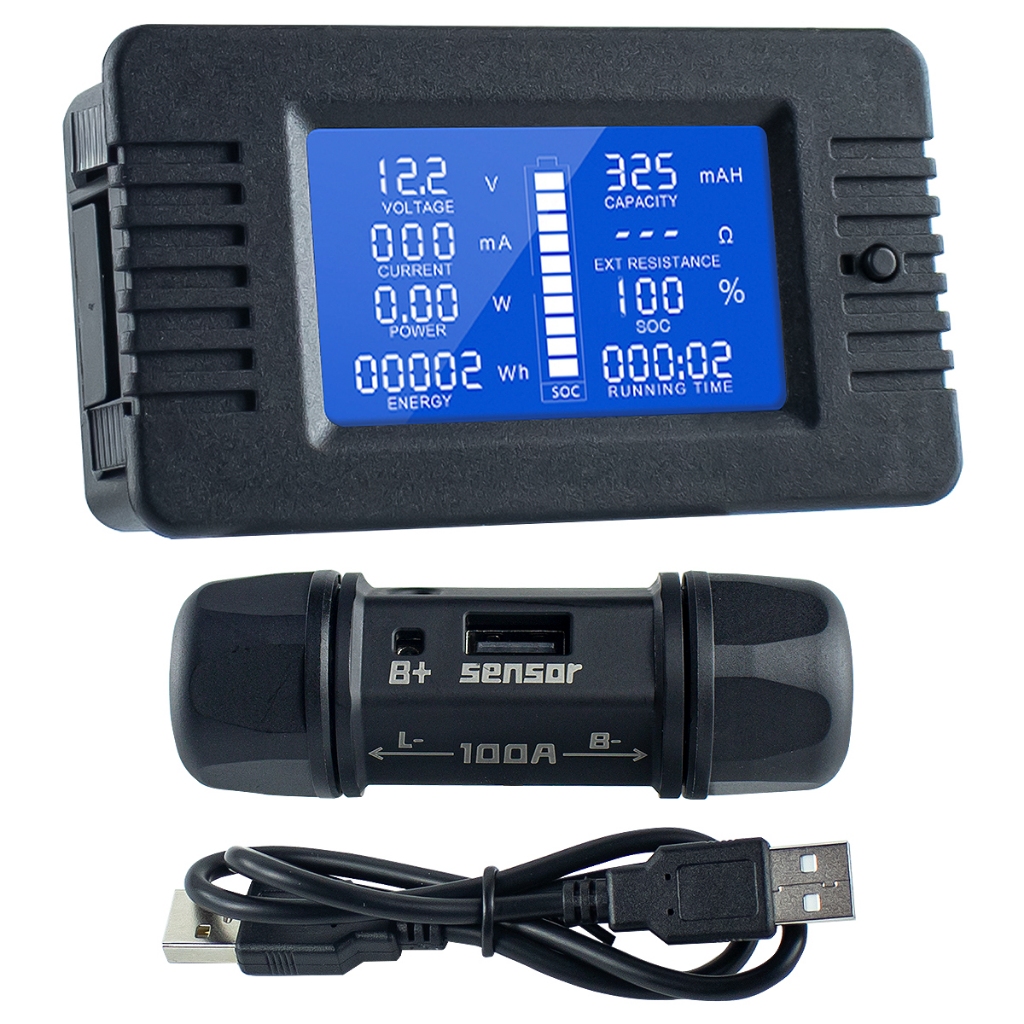 8-120V 0-100A Multifunction DC Battery Monitor with USB Shunt, LCD ...