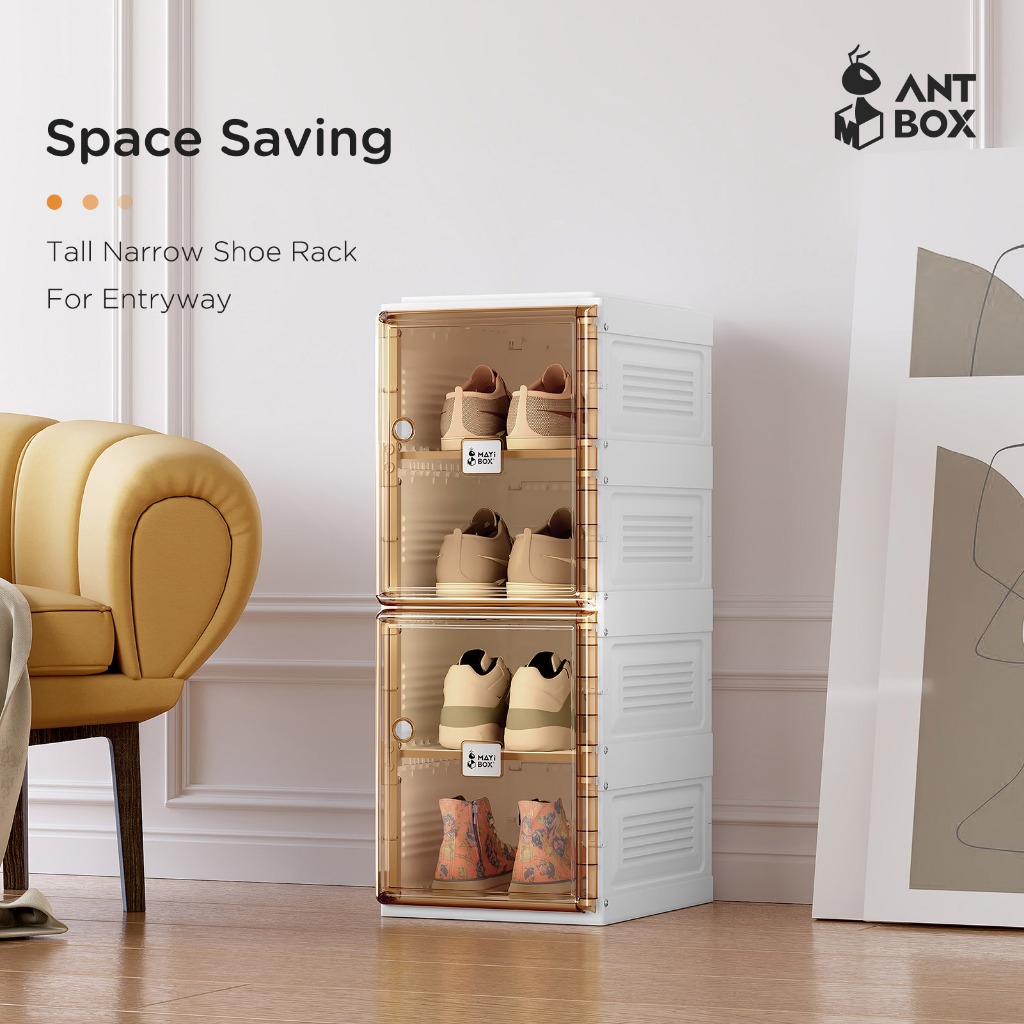 ANTBOX Shoebox 4 Pairs Installation Free Sturdy Shoe Organizer Foldable ...