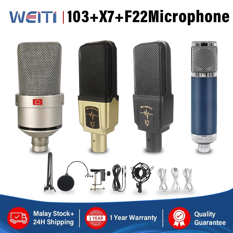 [Local Stock]F22 Capacitance Microphone professional Singing KTV Live ...