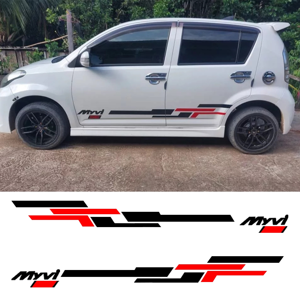 For PERODUA MYVI Car Side Body PVC Car Body Side Self Adhesive Stickers ...