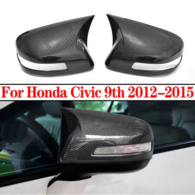 For Honda Civic 9th FB 2012 2013 2014 2015 Glossy Black/Carbon Fiber ...
