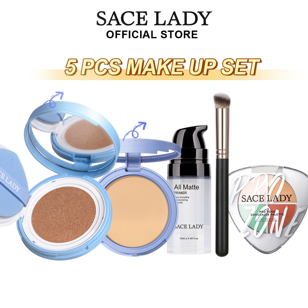 SACE LADY Full Coverage Face Makeup Set 5PCS Longwear Waterproof Base ...