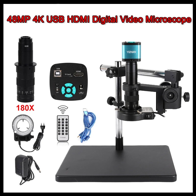 48MP 4K HDMI USB Electronic Digital Video Microscope Camera 180X Zoom C ...