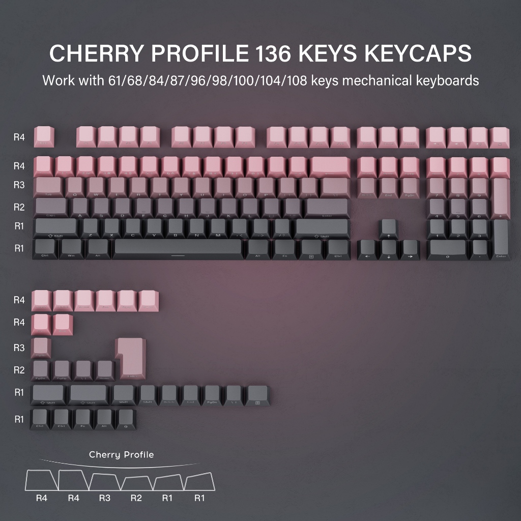 Xvx two-color side engraved keycaps, original factory gradient bean ...