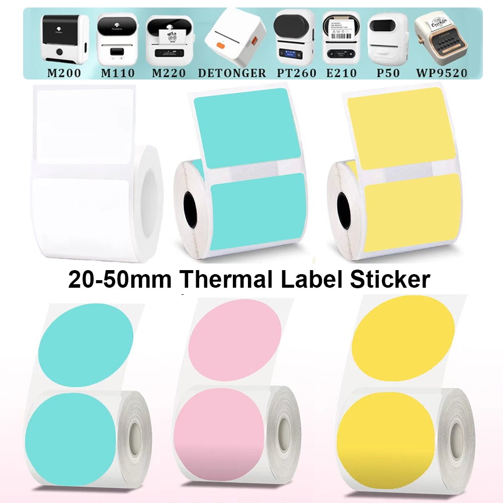 20-50mm Thermal Label Sticker Self-Adhesive Thermal Printer Paper ...