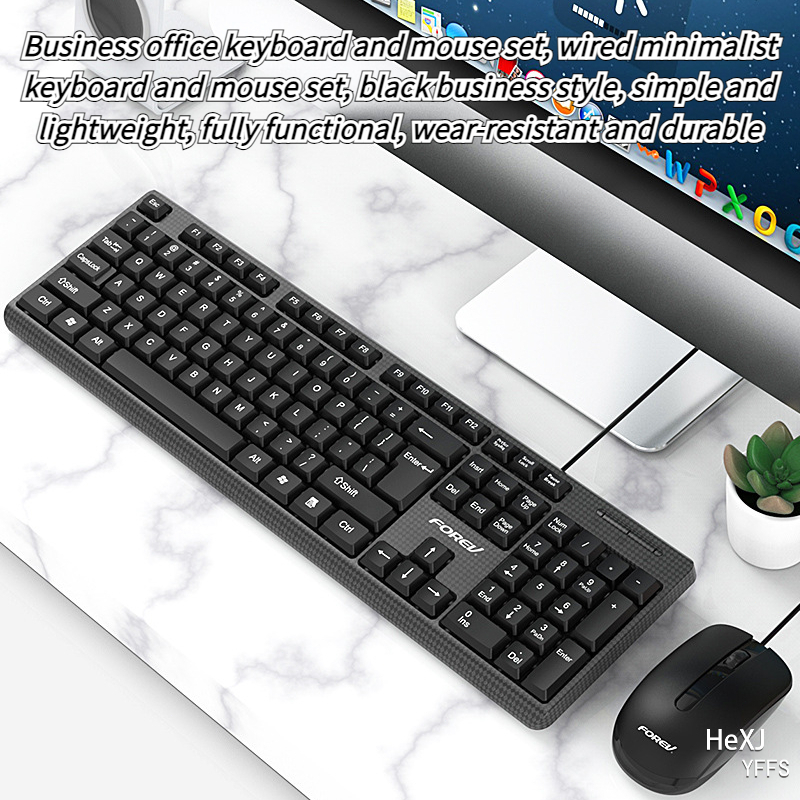 Business office keyboard and mouse set, wired minimalist keyboard and ...