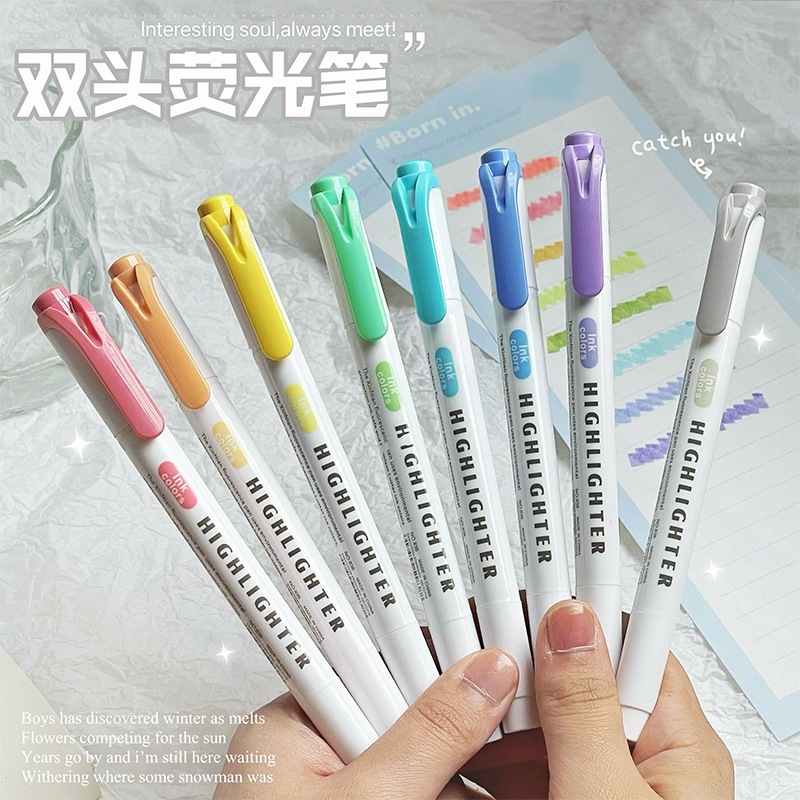 25 Colors Highlighter Pen Double Head Highlighter Soft Head Morandi ...