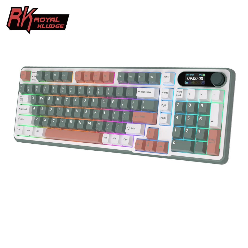 RK Royal Kludge RK S98 Camping 98 Key Tri-Mode RGB Wired Bluetooth 2.4G Wireless 3 Modes With ...