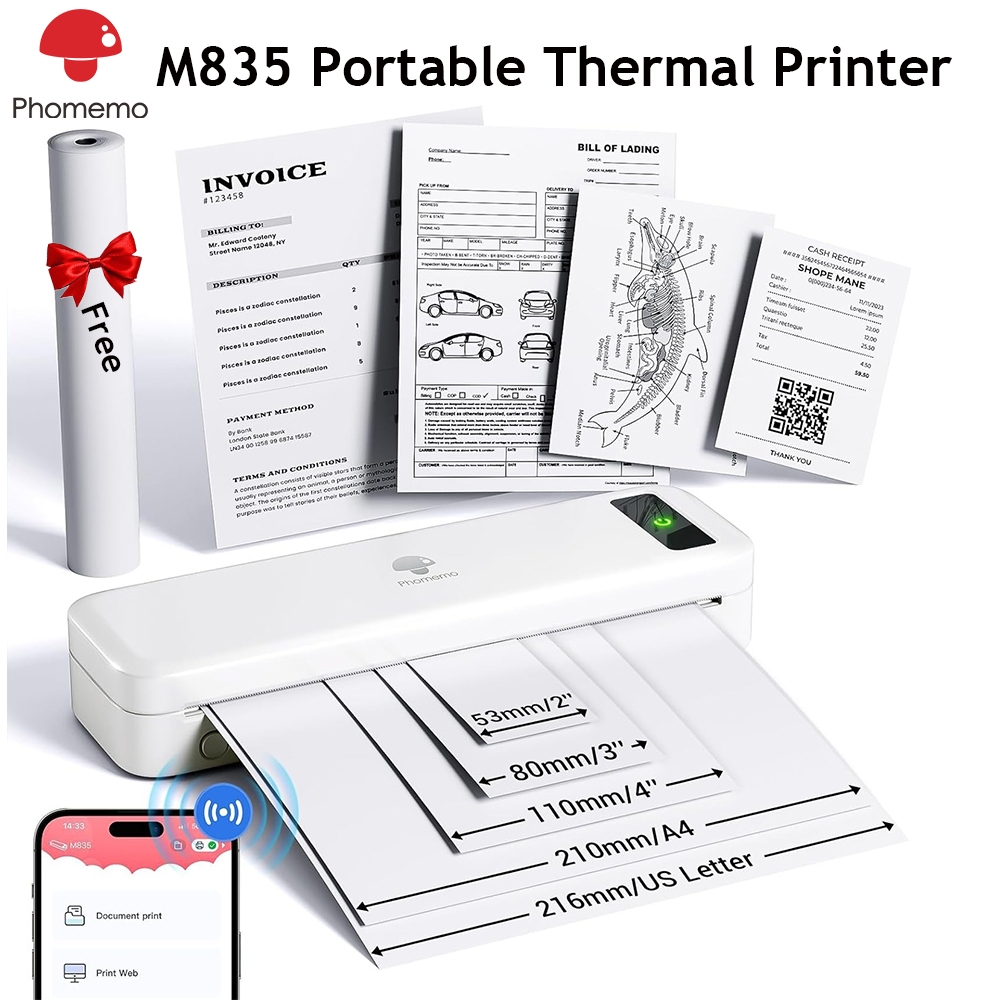 Phomemo M835 HD Printing Bluetooth Portable Thermal A4 Printer | Shopee ...