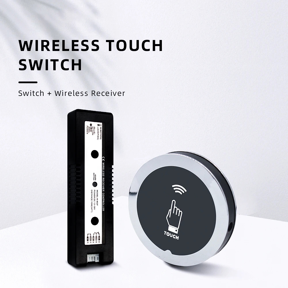 Wireless 2.4G Touch Exit Button Switch NO/NC/COM Auto Door System Exit Release Button For Access ...