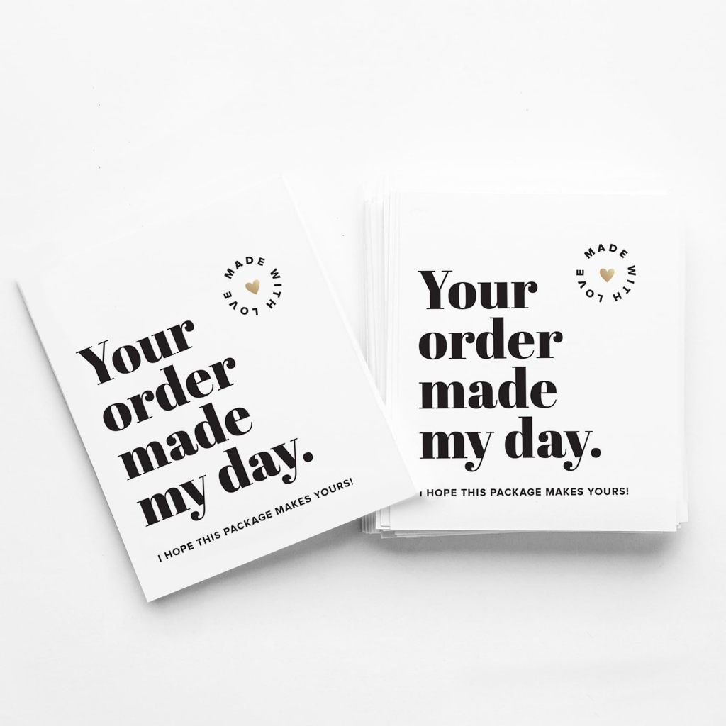 50 Pcs/Pack White "Your Order Made My Day" Cards Small Business Thank ...