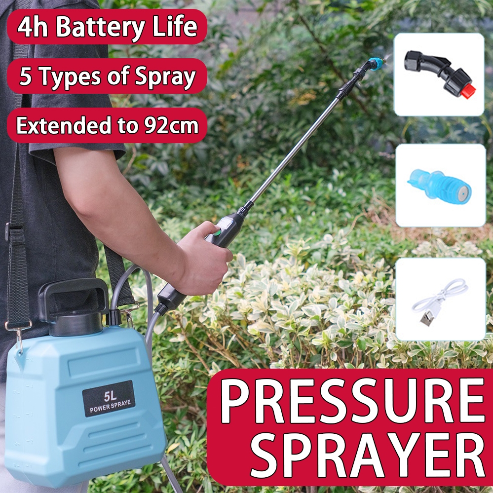 5L PRESSURE SPRAYER 2000MAh ELECTRIC SPRINKLER Heigt Adjustable ...