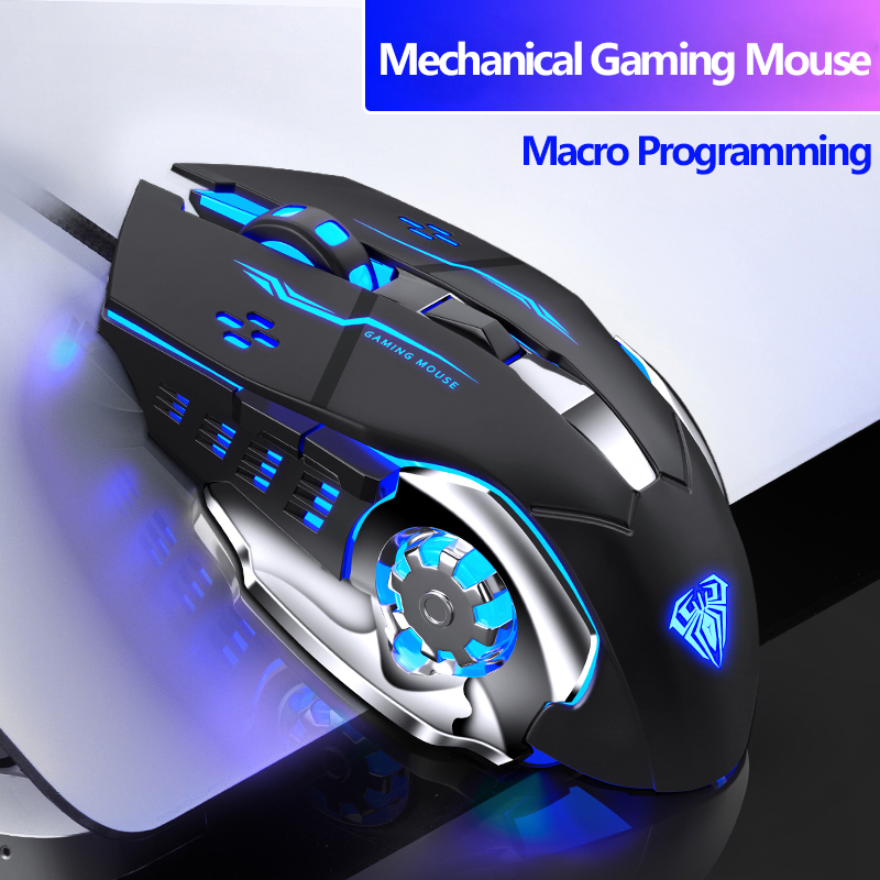 AULA S20 Wired Optical Mouse Backlight Mechanical Gaming Mouse Macro ...