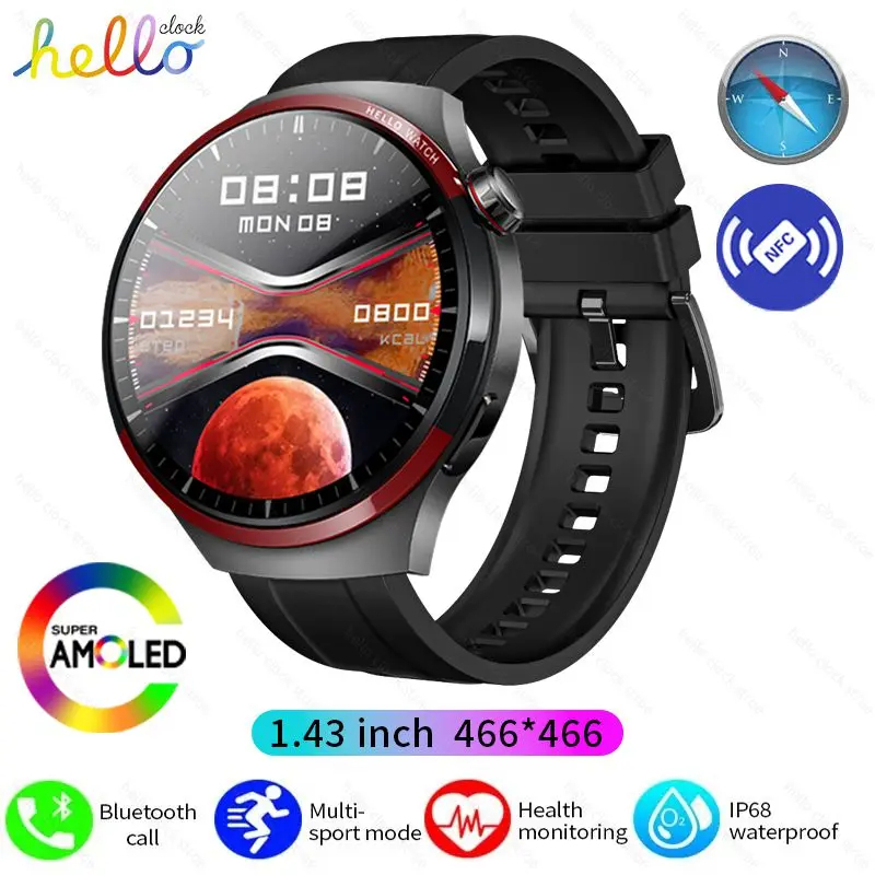 2024 New Watch 4 Pro Smartwatch Hello Clock AMOLED 2GB ROM NFC Compass ...