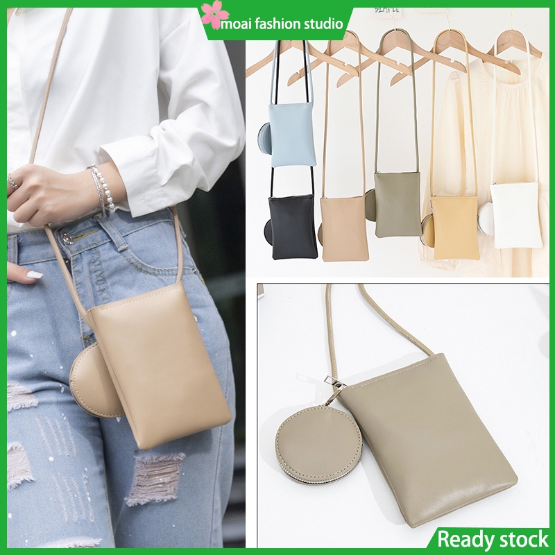 (moai bag)Women Sling Bag Small Handphone Bag Korean Fashion Simple PU ...