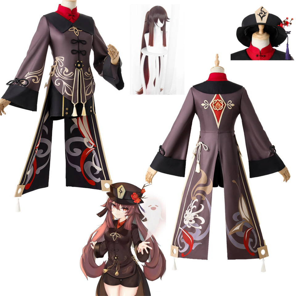 Hu Tao Cosplay Costume Uniform Deluxe Suits Dress Hat Wig Accessories ...