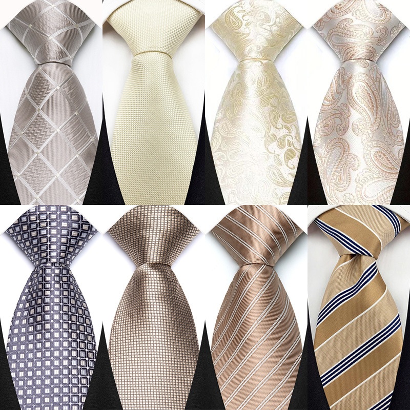 New Men's Tie 8CM Neckties For Man Classic Jacquard Woven Plaid Stripes ...