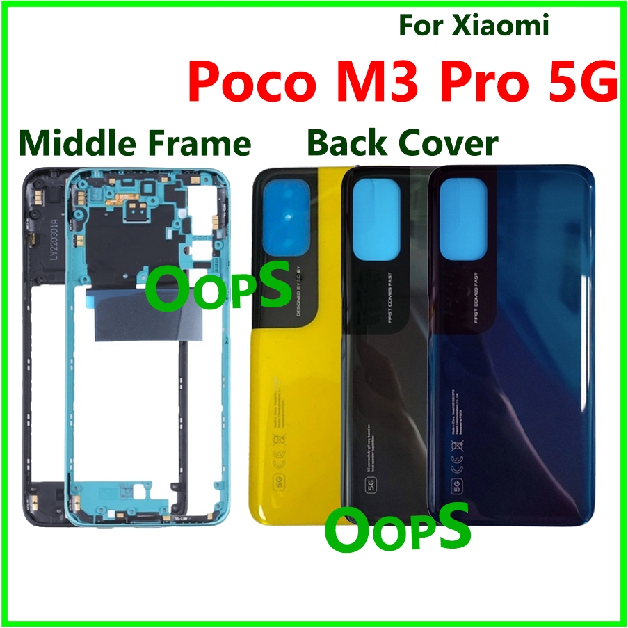 Back Housing For Xiaomi Poco M3 Pro 5G Battery Back Cover LCD Middle ...