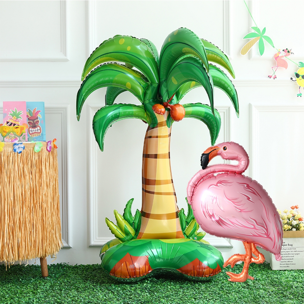 2pcs/set Coconut Tree Flamingo Balloon Hawaii Party Scene Decoration ...