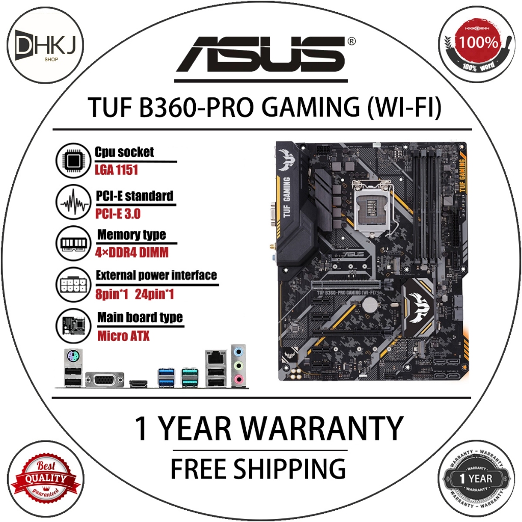 Used ASUS TUF B360-PRO GAMING (WI-FI) original desktop computer B360 ...