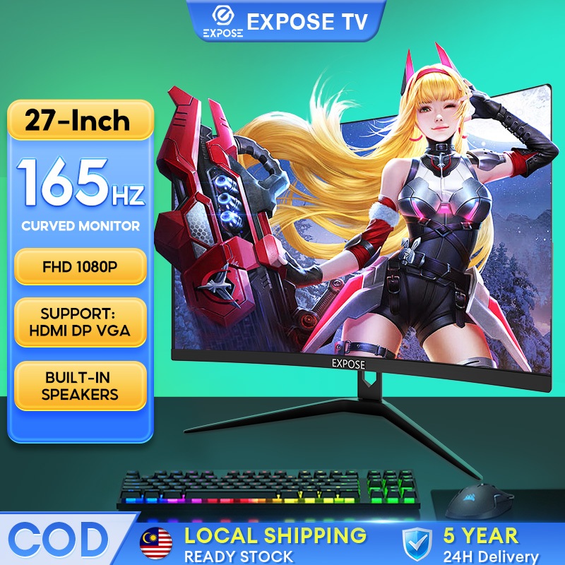 Monitor PC 27 Inch Curved Monitor Gaming 165Hz IPS 19-27 Inch PS4/PS5 ...