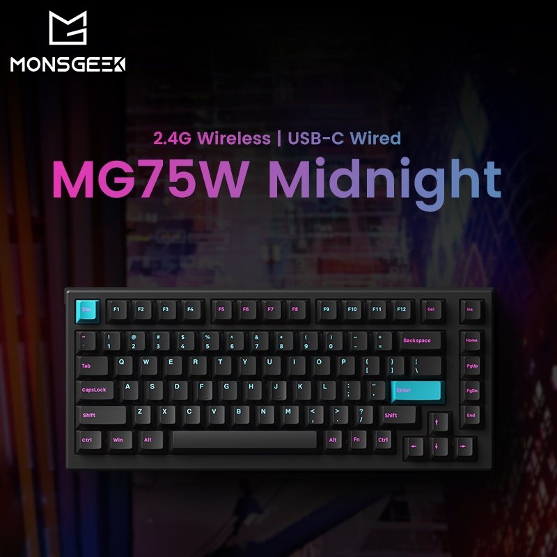 MonsGeek MG75W Midnight 75% 82 Key Mechanical Keyboard USB-C Wired & 2 ...