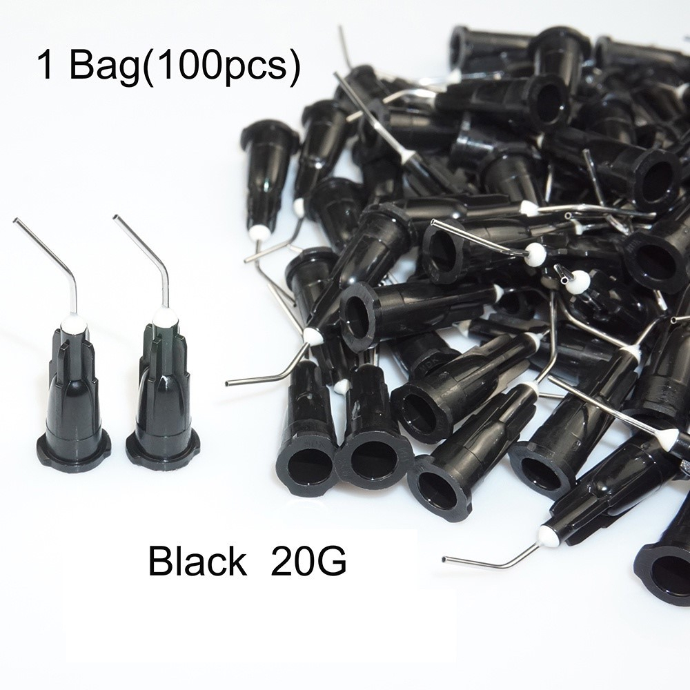 100pcs Dental Pre Bent Needle Tips Flow 18G/20G for Dental Flowable ...
