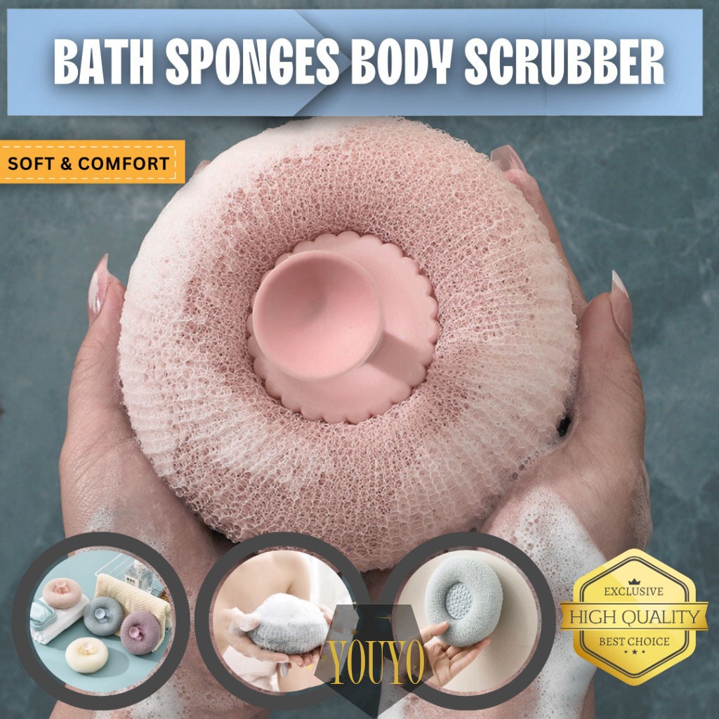 New Shower Sponge Ball Rich-Foaming Bath Pouf Mesh Loofahs Bola Span ...