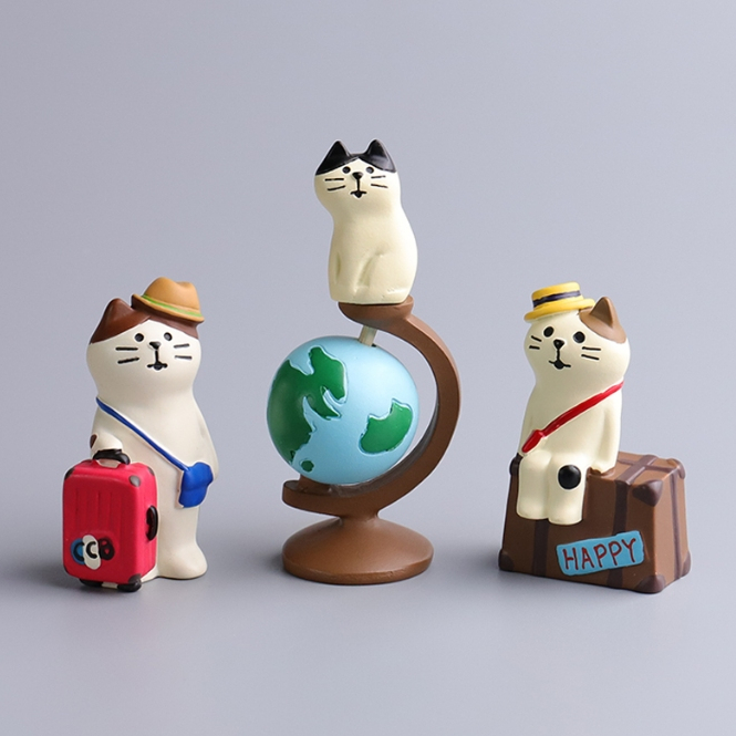 Decole Scene Zakka cartoon Cat Doll Miniature Figurine Toy Travel around the world home Garden ...
