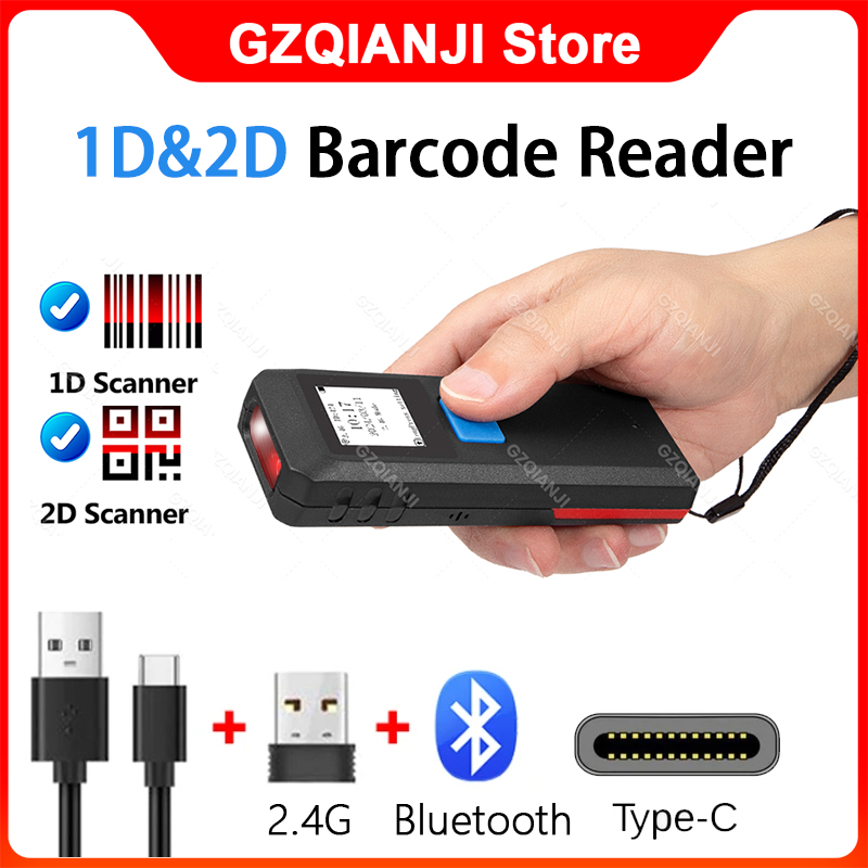 Barcode Scanner Wireless 1D 2D CMOS Scanner USB Bluetooth Mini Pocket ...