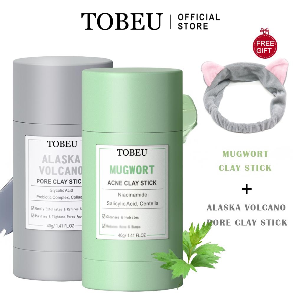 TOBEU Mugwort Acne Clay Mask Stick 40g +Alaska Volcano Pore Clay Mask ...