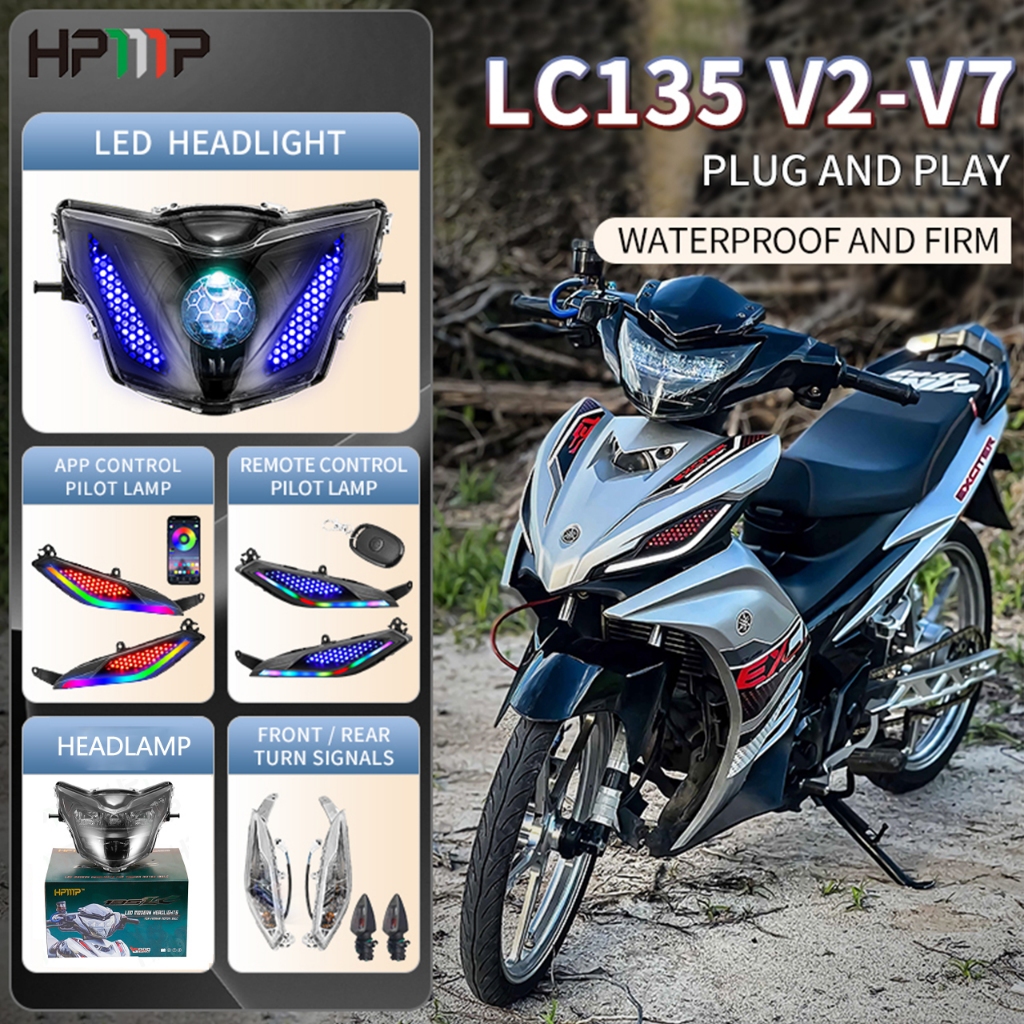 LC135 V2-V7 PNP LED HEADLAMP FRONT/REAR TURN SIGNAL PILOT LAMP LAMPU DEPAN MATA GABAN RGB HPMP ...