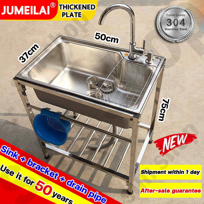 sinki dapur 304 stainless steel kitchen sink 50*37*75cm single bowl ...
