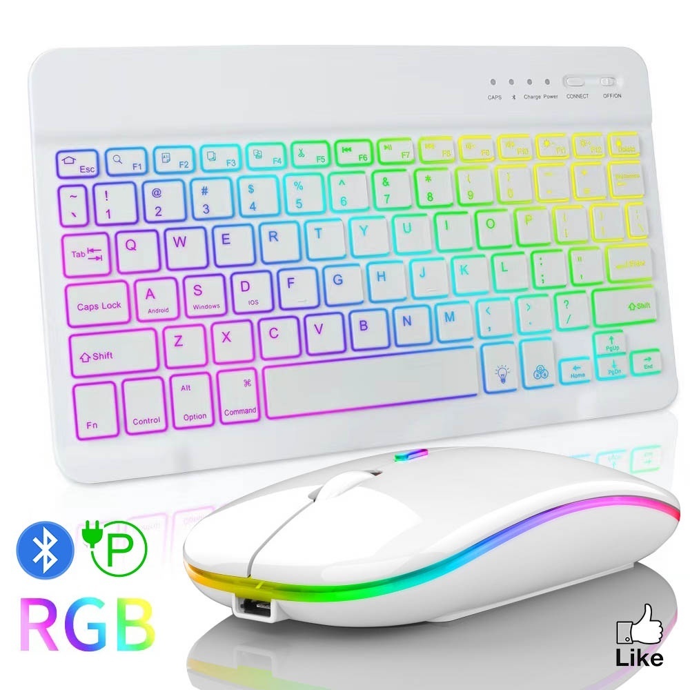 【Fast shipping】RGB Backlit Wireless Bluetooth Keyboard and Mouse with ...