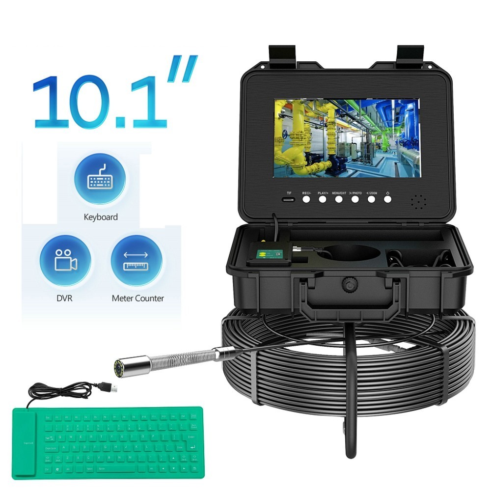 10" Screen Pipe Sewer Drain Pipeline Inspection 2MP Camera CableΦ 5mm ...