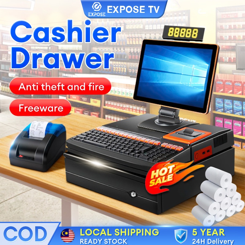 Cashier Drawer Box 5 Compartment Cash Drawer 4 Paper Money 5 Coin Box ...
