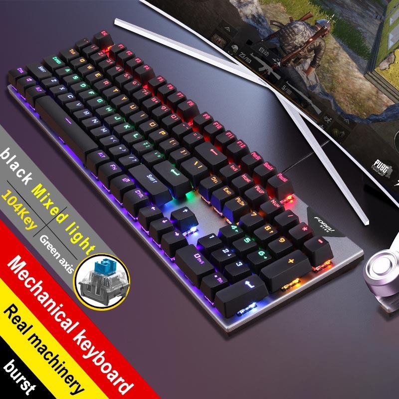 Colorful RGB lighting, real mechanical keyboard, 104 key full key ...