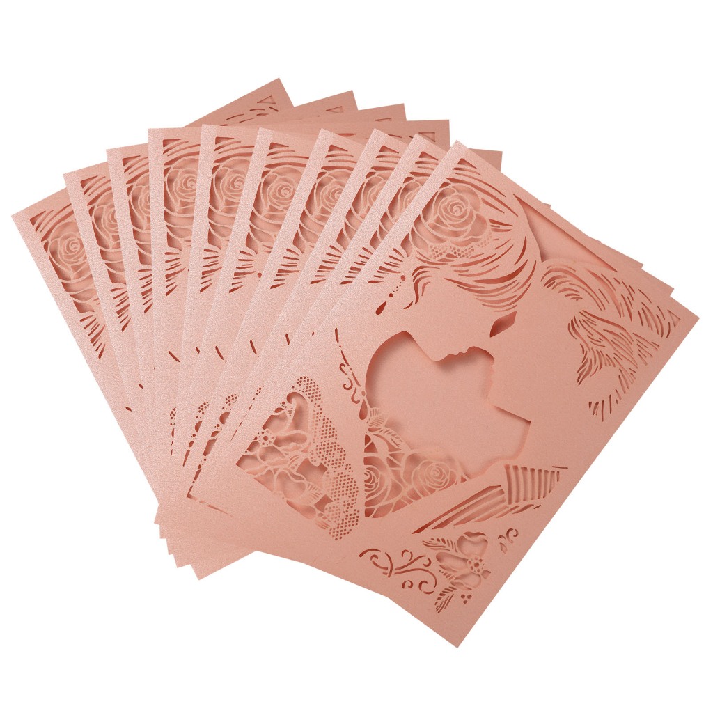20pcs/pack Pearl Paper Laser Cut Wedding Invitation Card Cover 5R Size ...