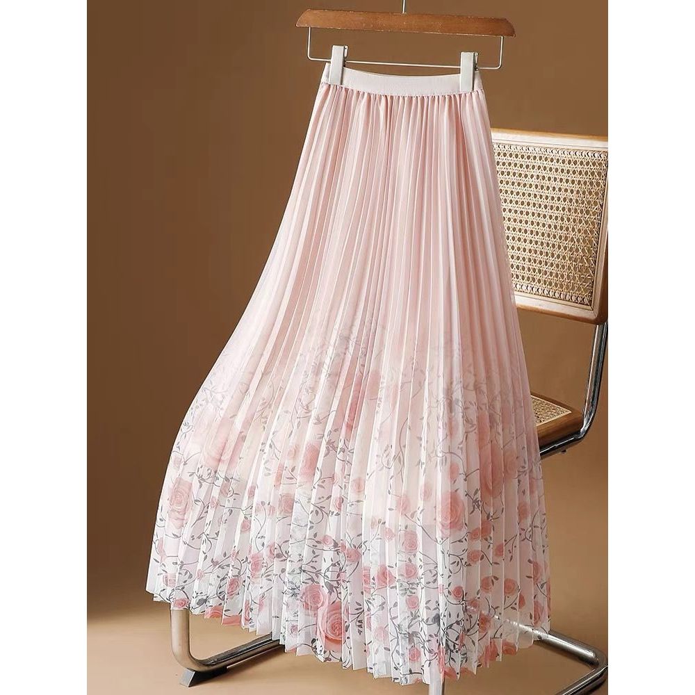 New Pleated Floral Mesh Tutu Skirt Women Skirt Long Skirt Female Midi ...