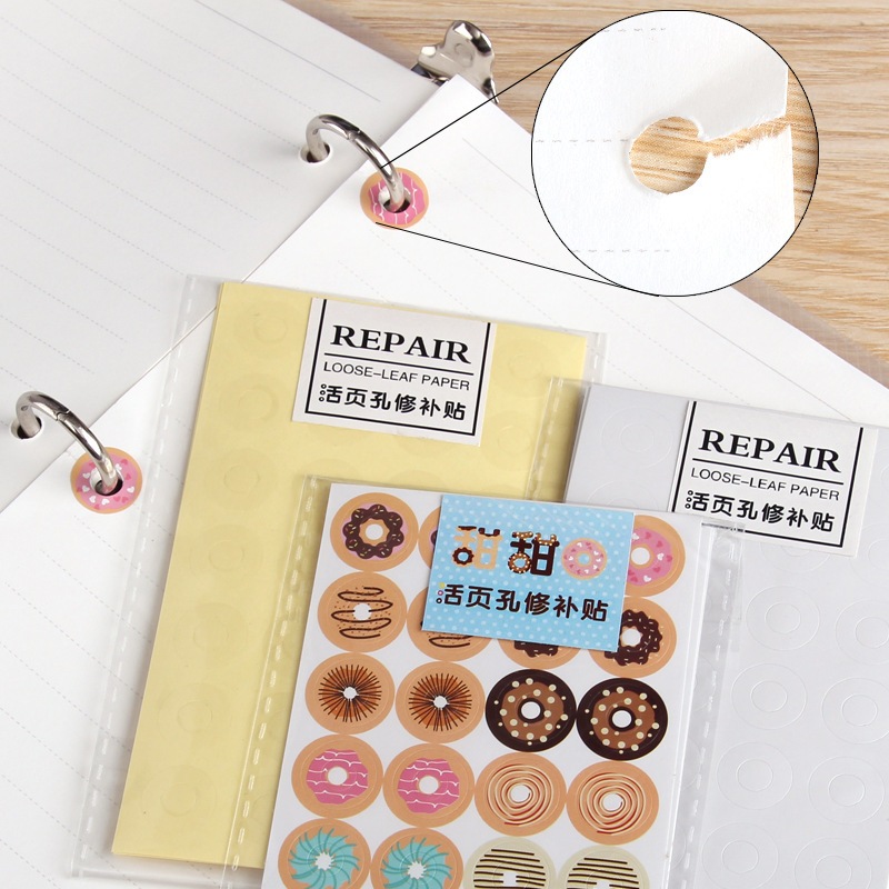 4 sheets/set Kawaii Donuts Stickers Loose Leaf Hole Punch Protector ...